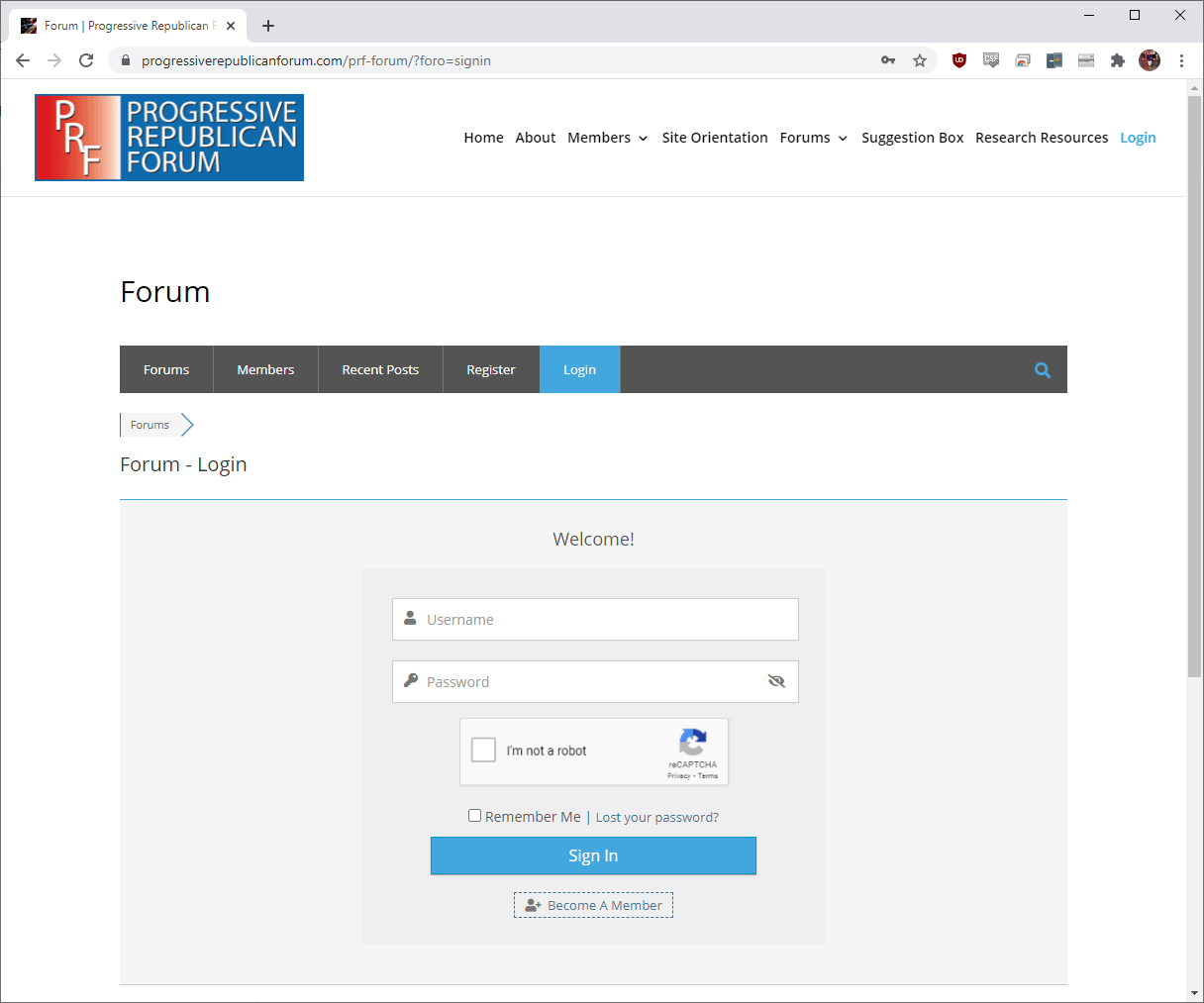 Site Orientation | Progressive Republican Forum
